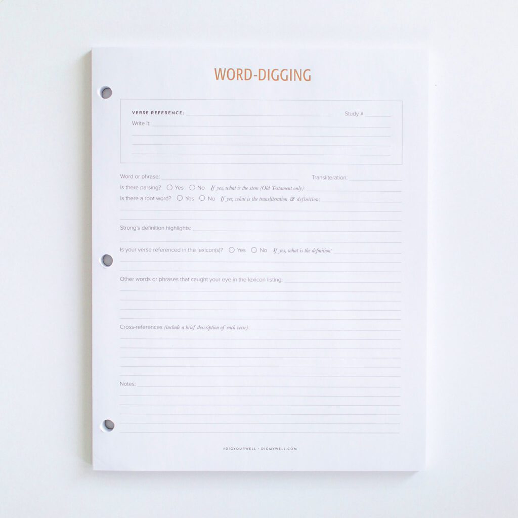 Best Inductive Bible Study Tool: Word Digging Notepad » Dig Your Well